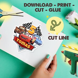 Cars Printable Cake Topper, Lightning Mcqueen Digital Cake Topper ...