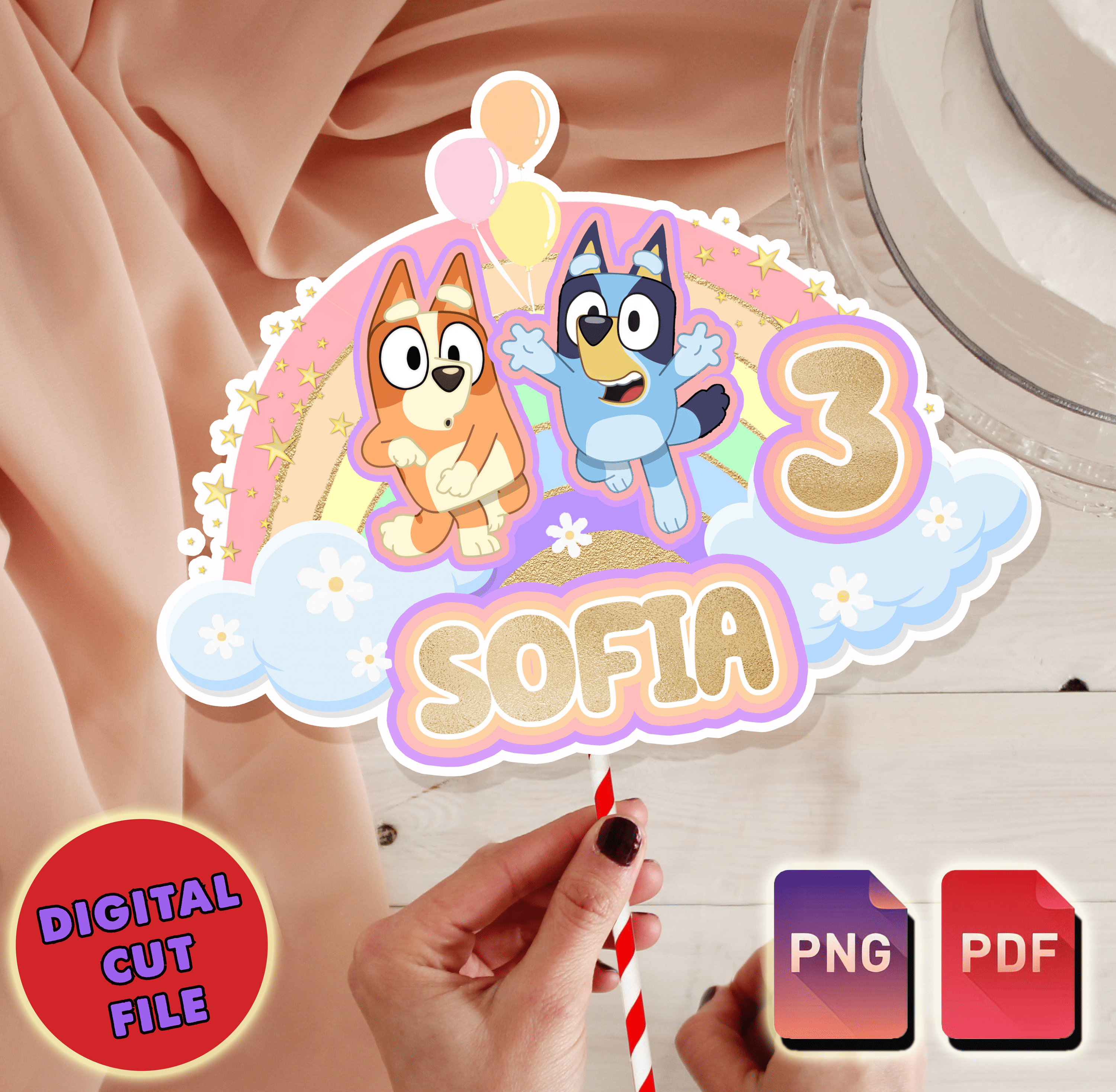 Bluey and Bingo Printable Cake Topper, Bluey Digital Cake Topper ...