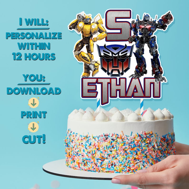Transformers Printable Cake Topper, Bumblebee Digital Cake Topper ...