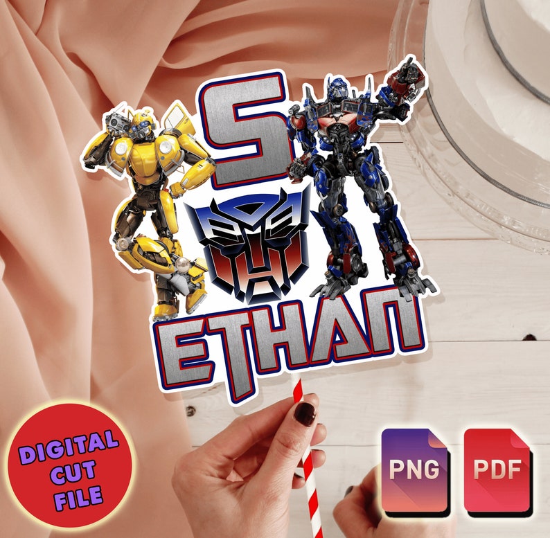 Topper de pastel imprimible Transformers, topper de pastel digital ...
