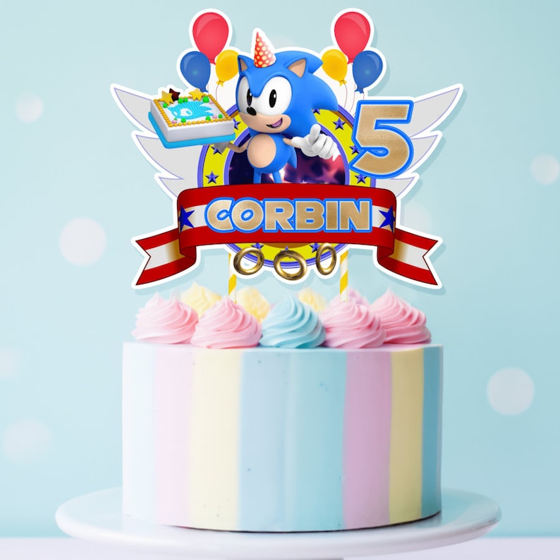 Sonic the Hedgehog Printable Cake Topper, Sonic Digital Cake Topper ...