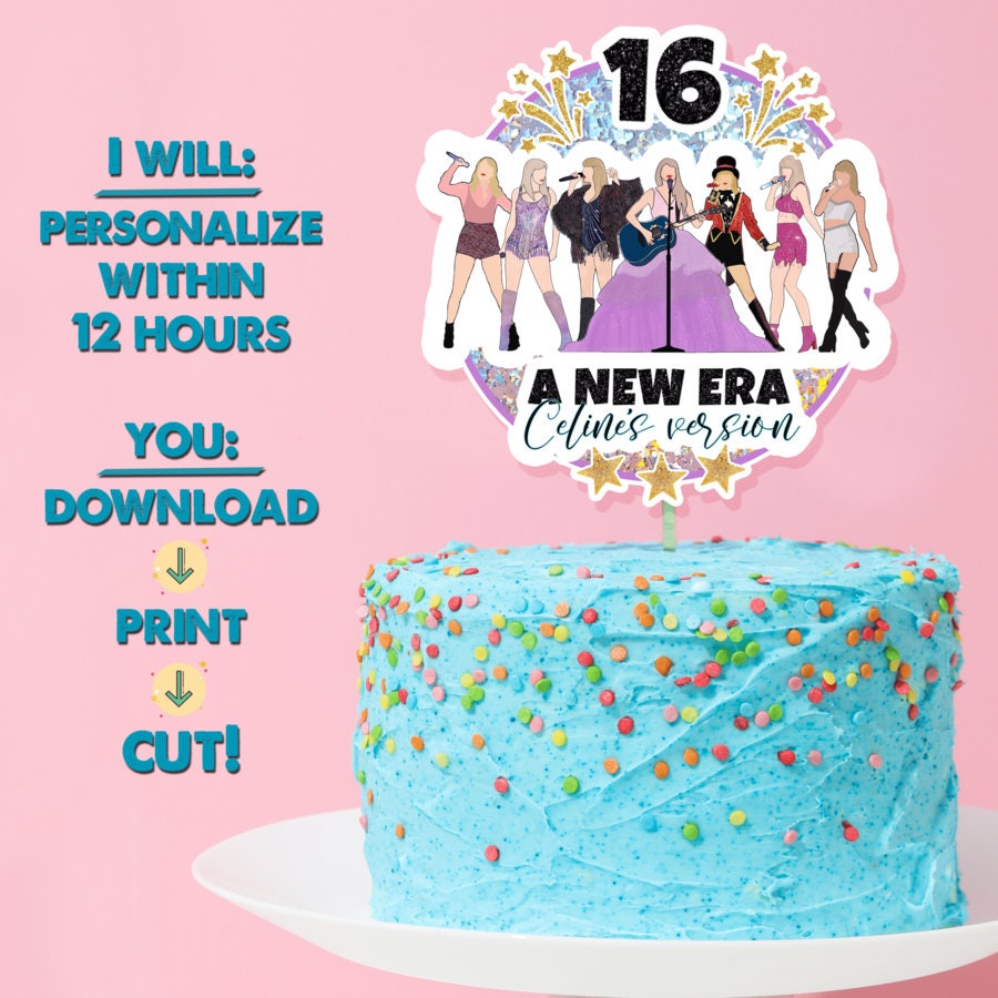 Taylor Swift Printable Cake Topper, Swiftie Eras Digital Cake Topper ...