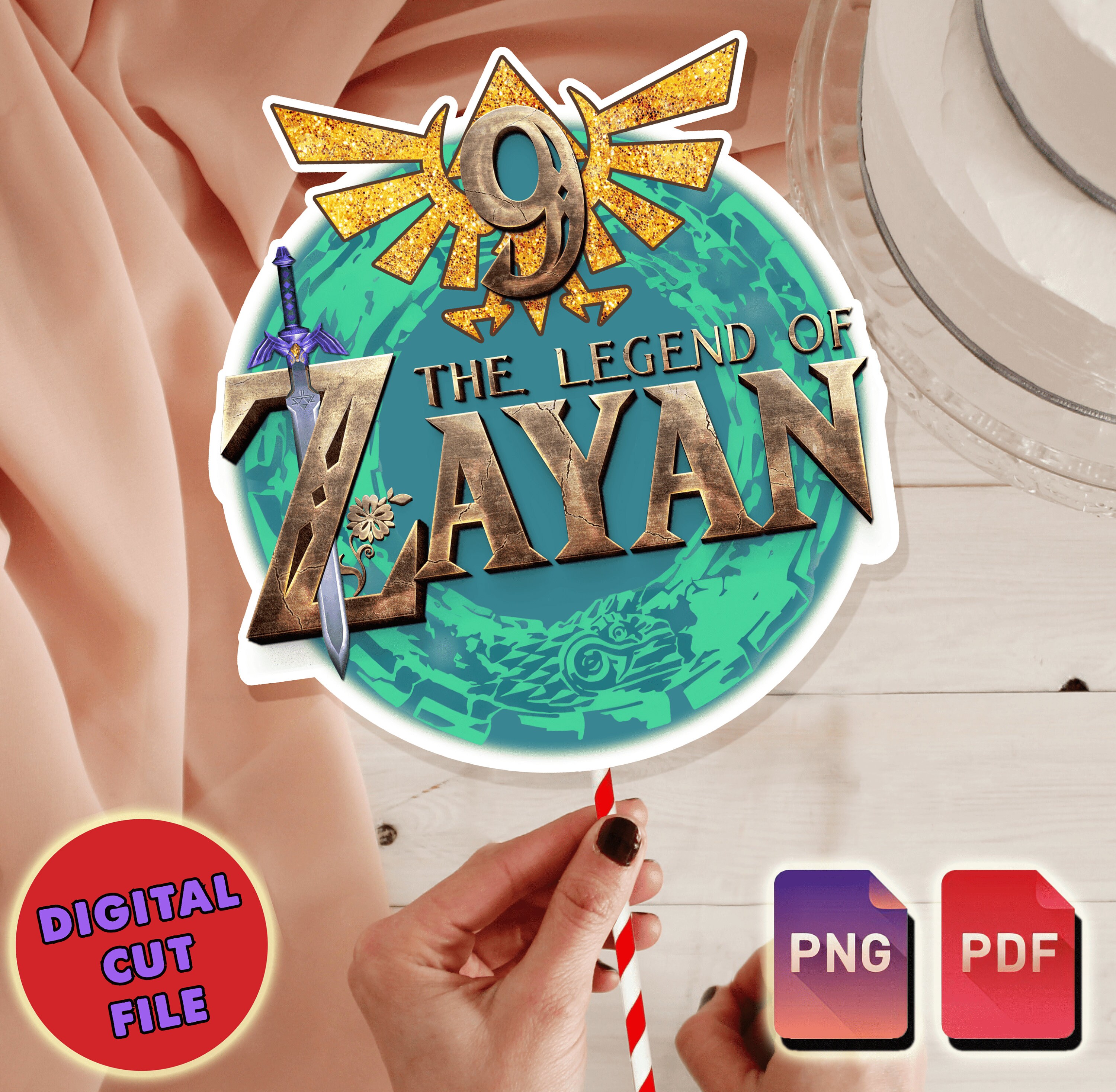 Legend of Zelda Printable Cake Topper, Gamer Digital Cake Topper ...