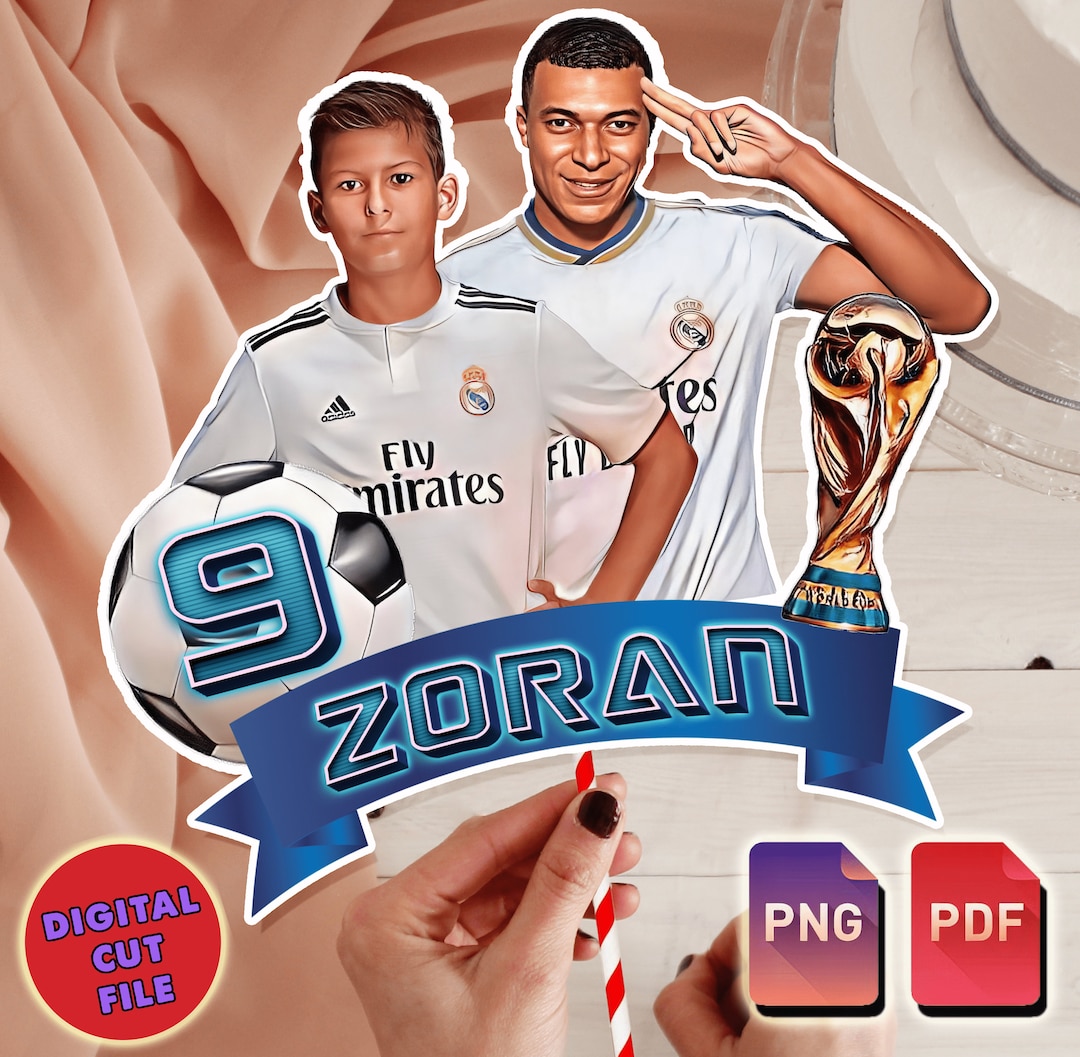 WITH PHOTO Mbappe Printable Cake Topper, Soccer Football Digital Cake ...