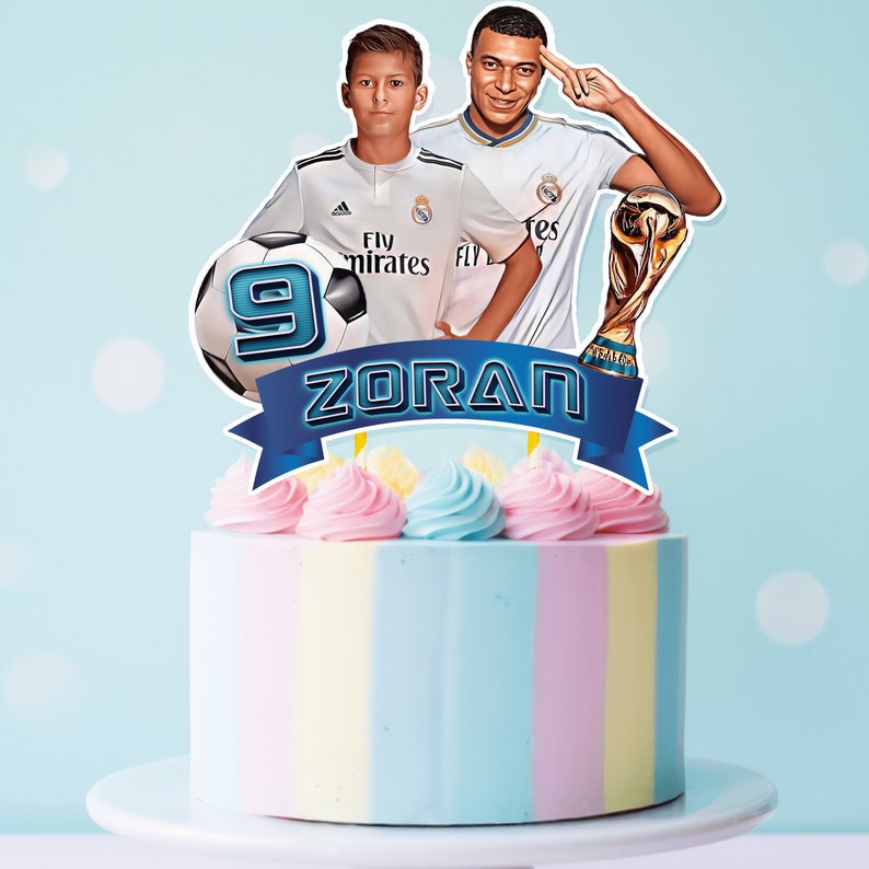 WITH PHOTO Mbappe Printable Cake Topper, Soccer Football Digital Cake ...
