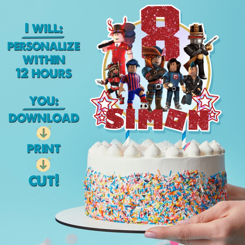 Roblox Boys Printable Cake Topper, Roblox Gamer Digital Cake Topper ...
