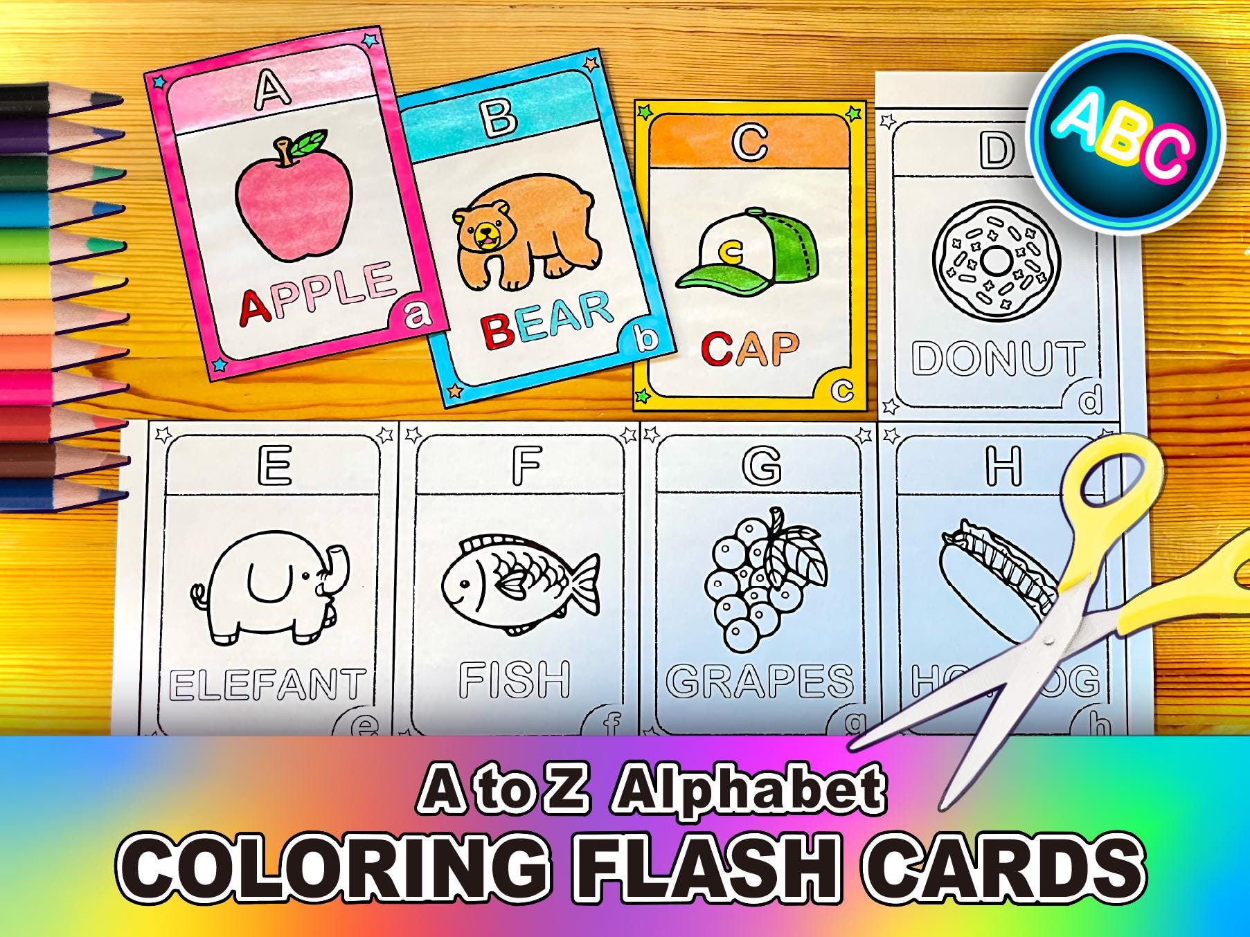 ABC, Alphabet Flash Cards, Coloring, Printable, Learning English, Home ...