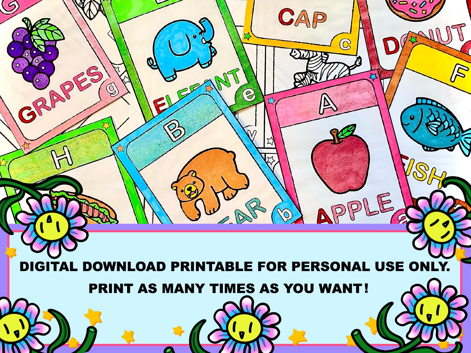 ABC, Alphabet Flash Cards, Coloring, Printable, Learning English, Home ...