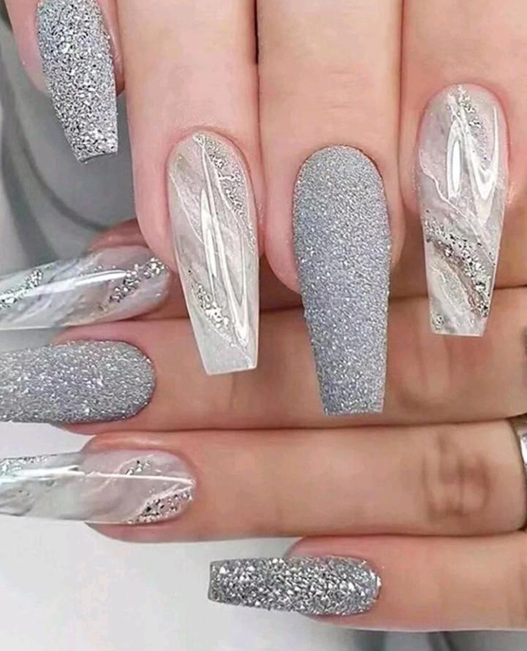 False Nails, Grey Marble Effect Nails - Etsy UK