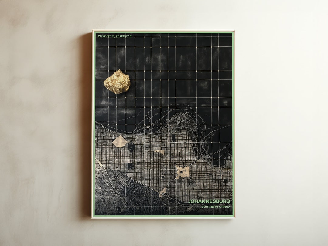 Johannesburg South Africa Map Print, Architect-designed Art Poster ...