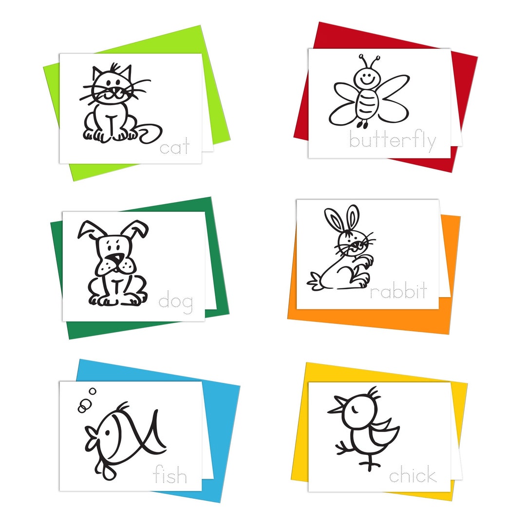 Pet Theme Coloring Cards: Kids' Activity Set, Recycled Paper - Etsy