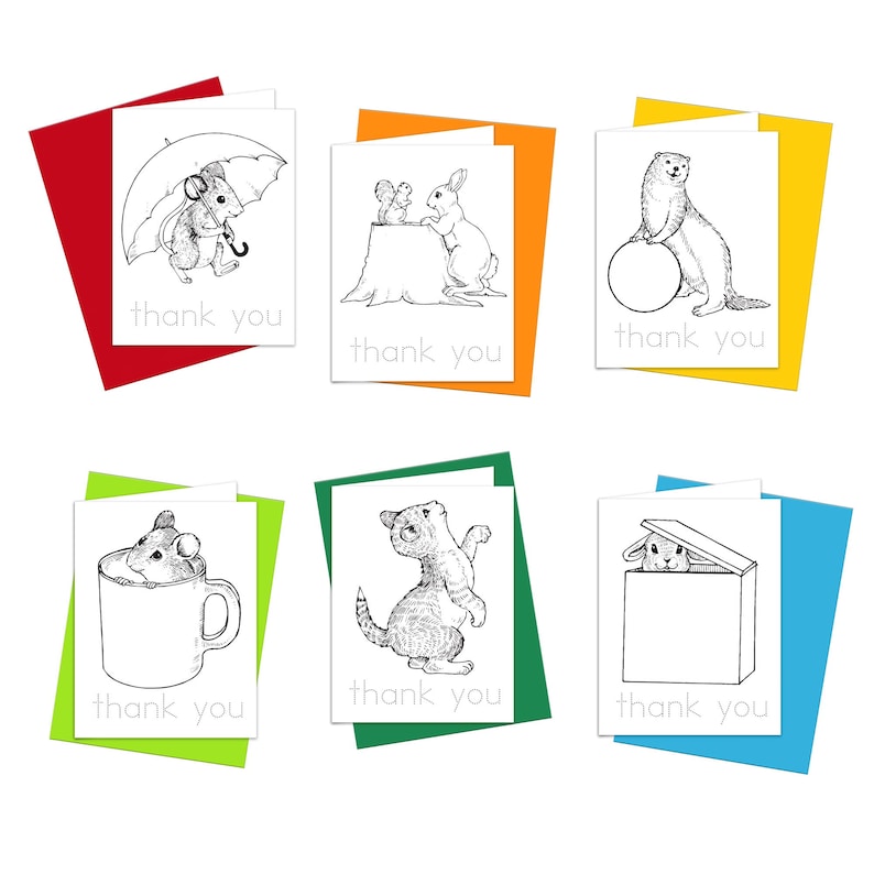 Whimsy Animals Thank You Notes: Easy and Fun for Kids to Color, Trace ...