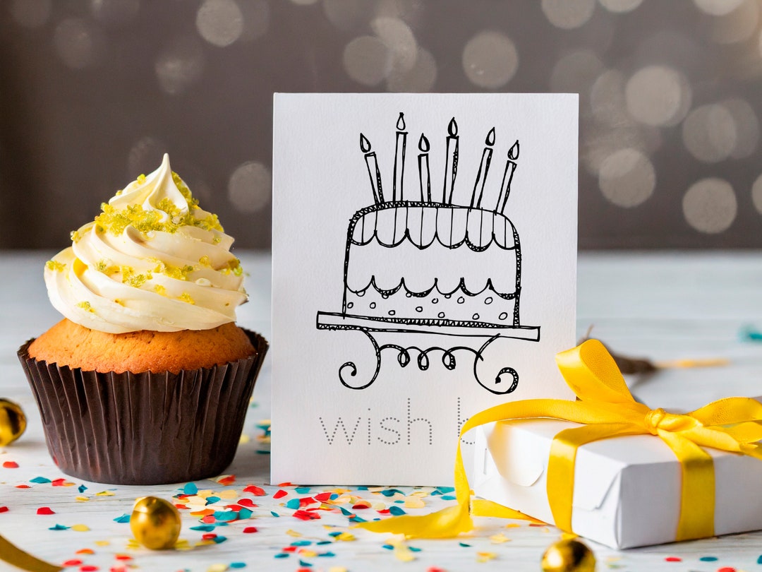 Coloring Cards: Doodle Happy Birthday Wishes. Easy & Fun for Kids to ...