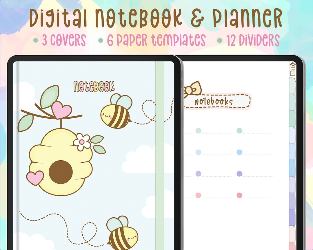 Digital Planner UNDATED, Cute Kawaii Notebook for Goodnotes ...