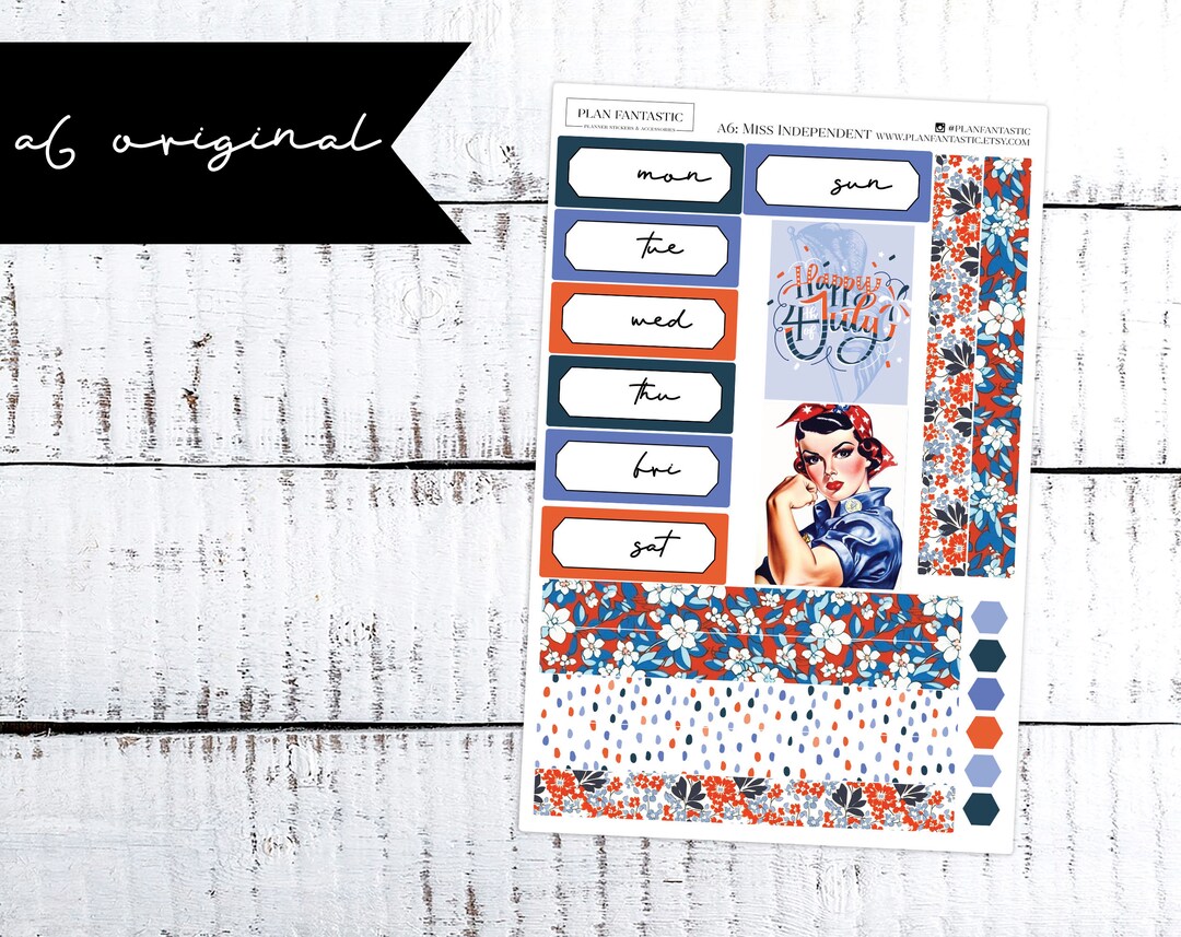 Hobonichi A6 Stickers 4th of July Weekly Sticker Kit - Etsy