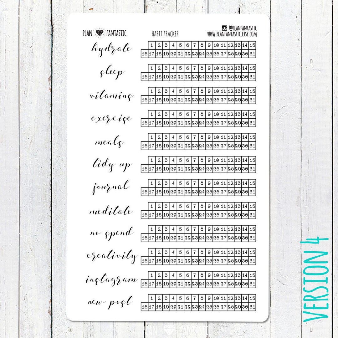 Habit Tracker Stickers Bullet Journal Stickers Brush Lettering Stickers ...
