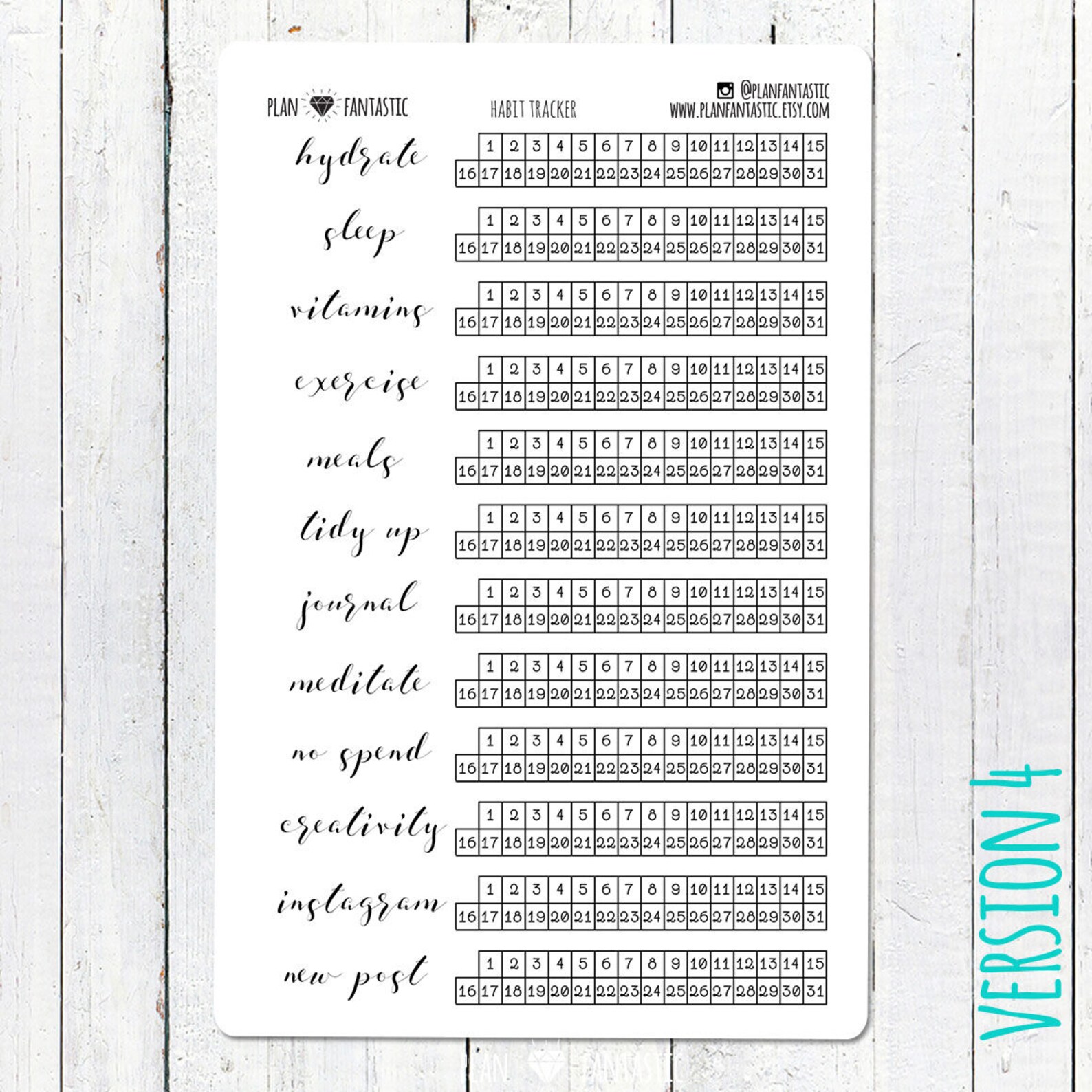 Habit Tracker Stickers Bullet Journal Stickers Brush - Etsy