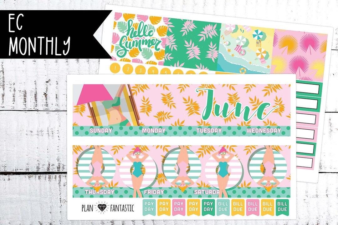 June Monthly Planner Sticker Kit Monthly Calendar Stickers for Use With ...