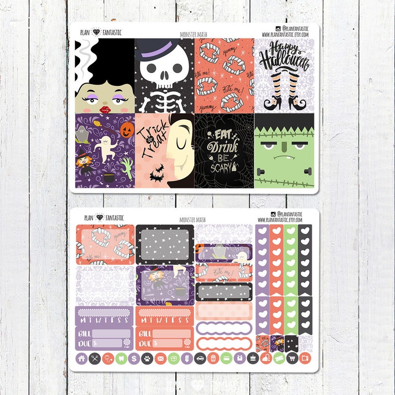 Halloween Planner Sticker Kit October Weekly Stickers for | Etsy