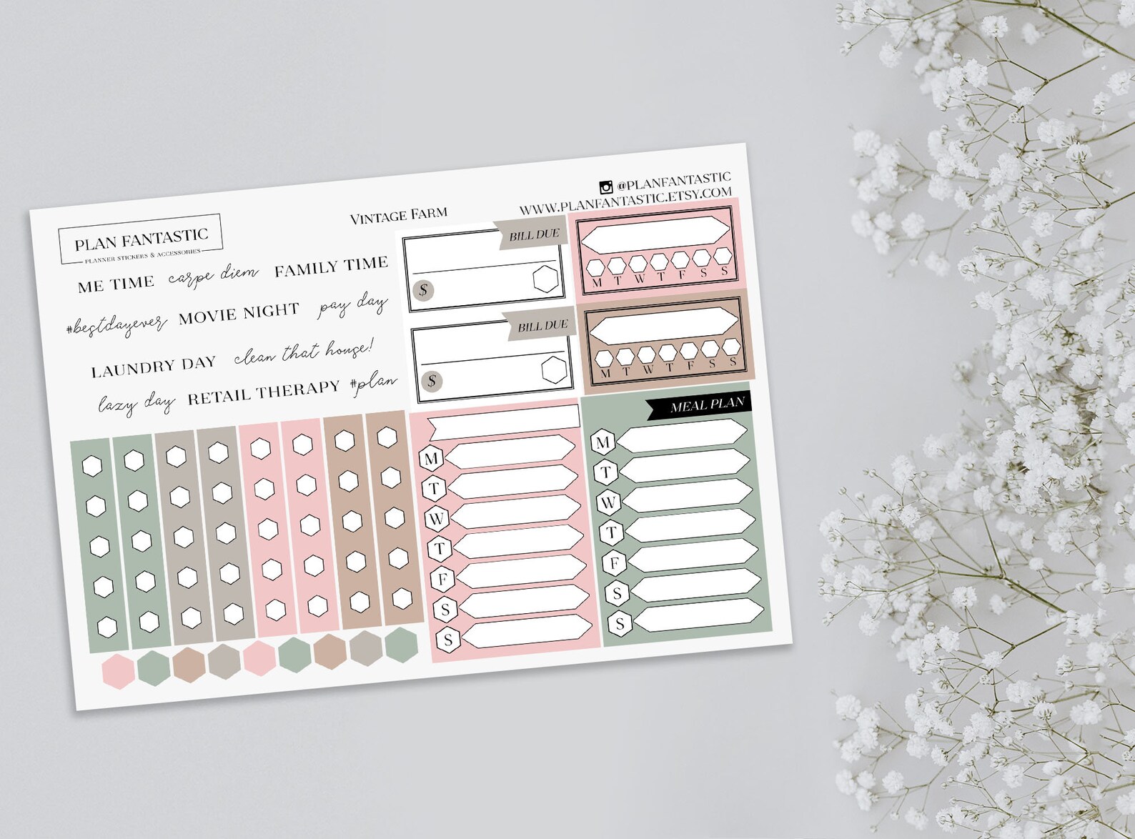 Vintage Farmhouse Weekly Planner Sticker Kit Photo Stickers - Etsy