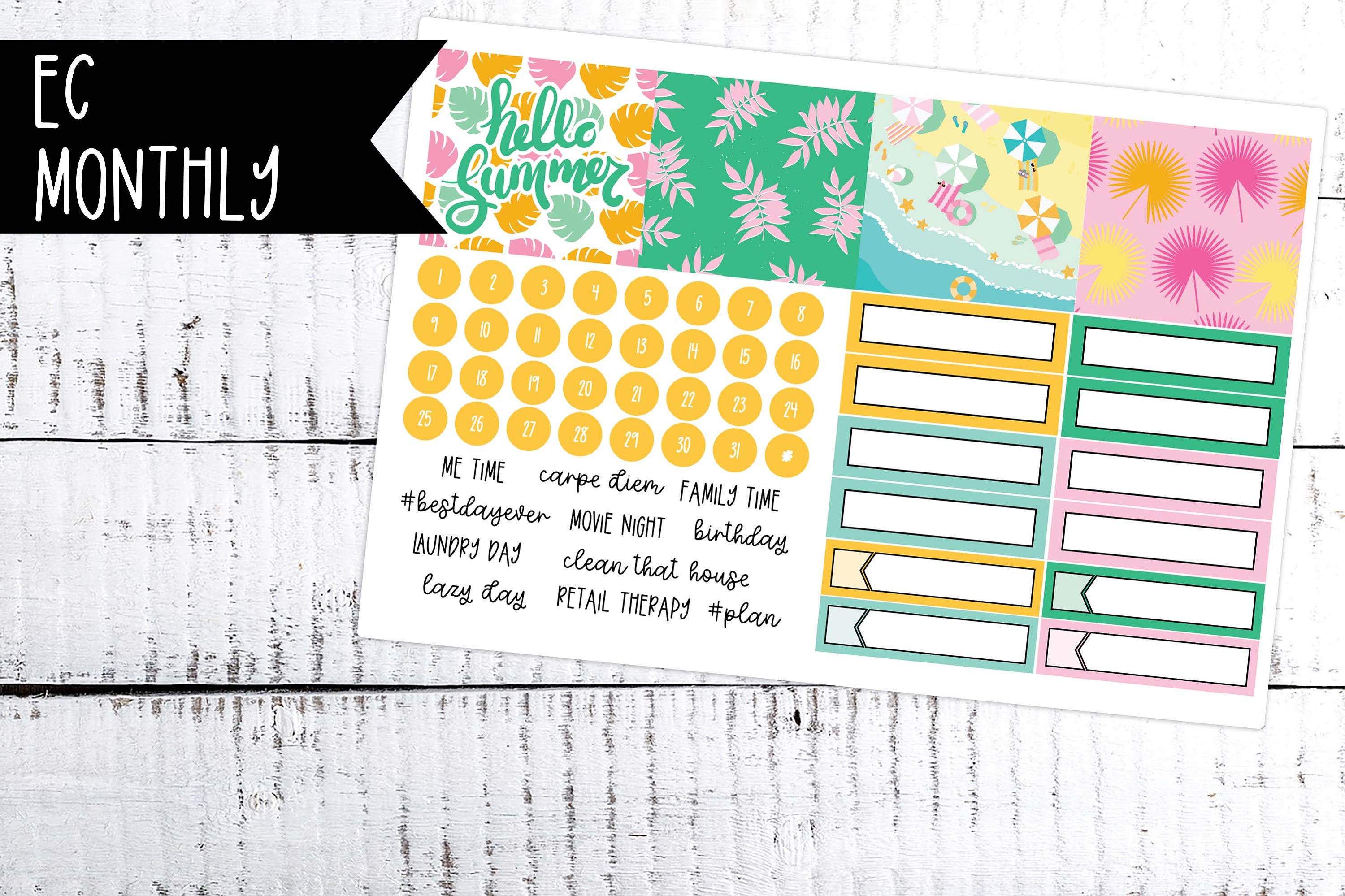 June Monthly Planner Sticker Kit Monthly Calendar Stickers | Etsy