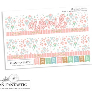 April Monthly Planner Sticker Kit - Spring Month on 2 Pages - for Use ...