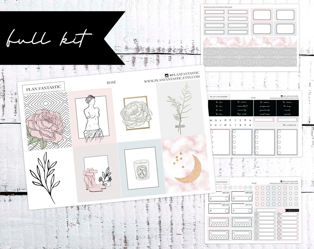 Pink Weekly Sticker Kit Minimalist Planner Stickers February Sticker ...