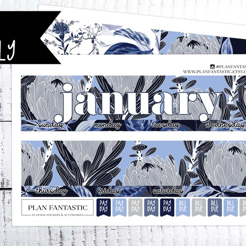 January Monthly Planner Sticker Kit Winter new Years for - Etsy