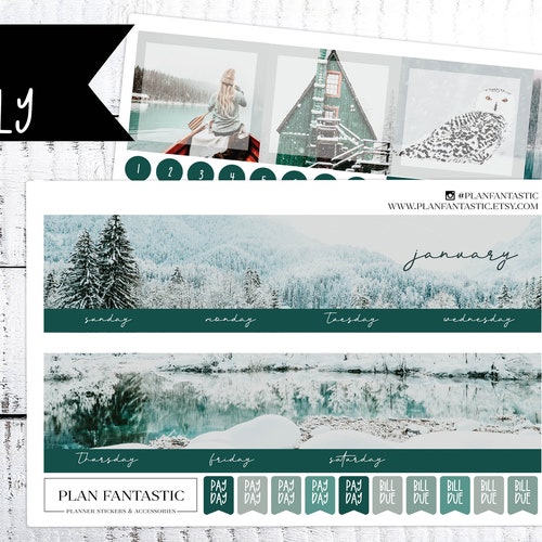January Monthly Planner Sticker Kit Winter new Years for - Etsy