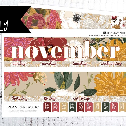 NOVEMBER Sticker Kit ECLP Printable Monthly Planner Stickers - Etsy
