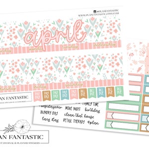 April Monthly Planner Sticker Kit - Spring Month on 2 Pages - for Use ...