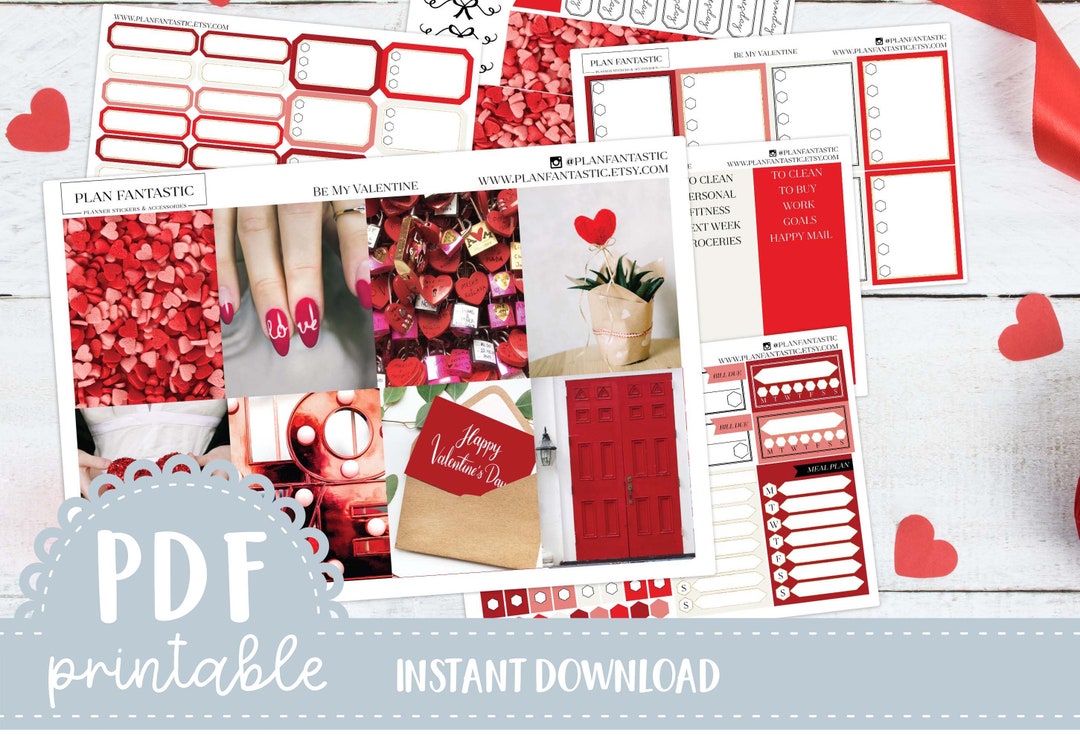 Printable Valentine's Day Photo Planner Sticker Kit PDF DIY February ...