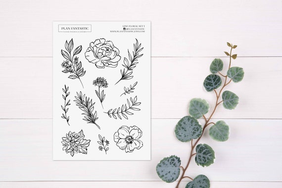 doodle stickers Flowers stickers Floral stickers Flower stickers ...