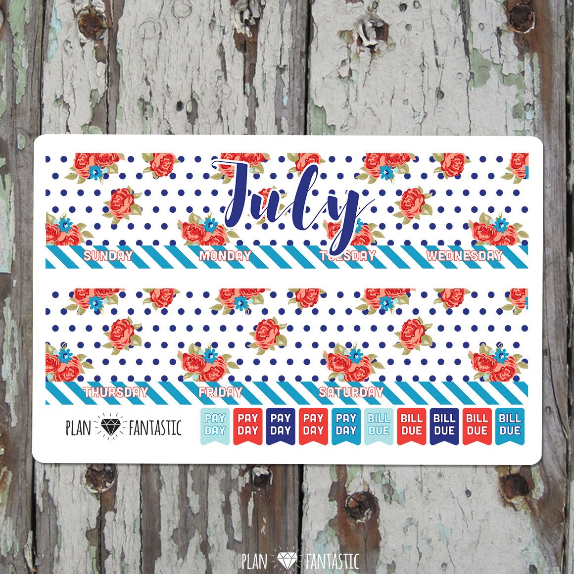 July Monthly Planner Sticker Kit Monthly Calendar Stickers | Etsy