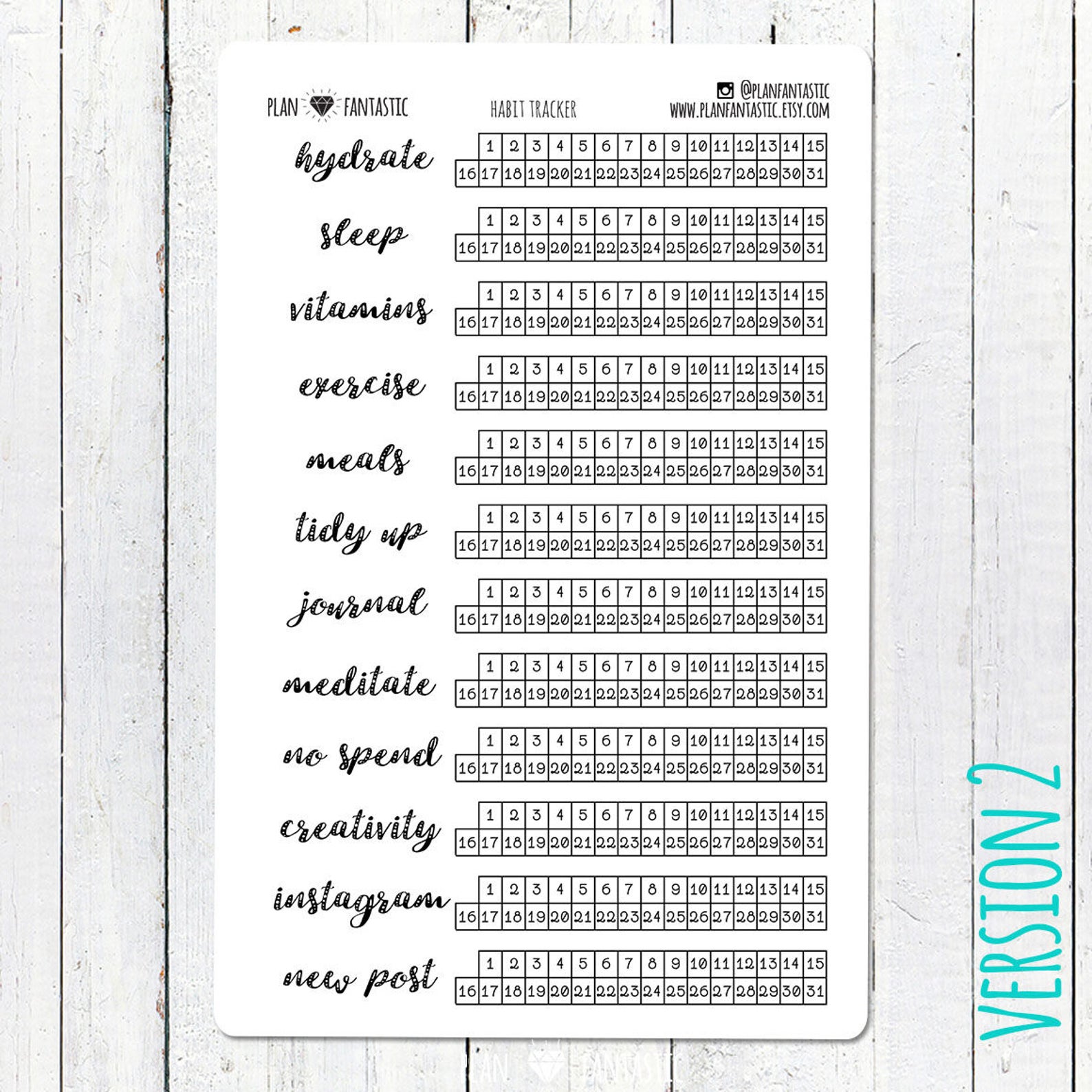 Habit Tracker Stickers Bullet Journal Stickers Brush - Etsy
