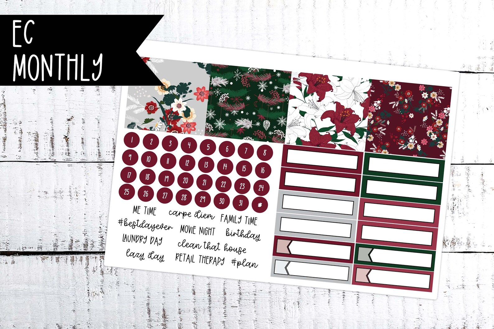 December Monthly Planner Sticker Kit Christmas Month on 2 | Etsy