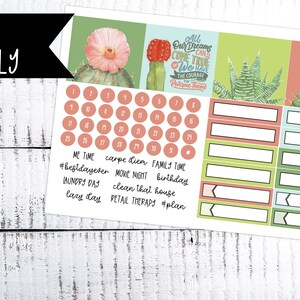 March Succulents Monthly Planner Sticker Kit - Spring Cactus - for Use ...