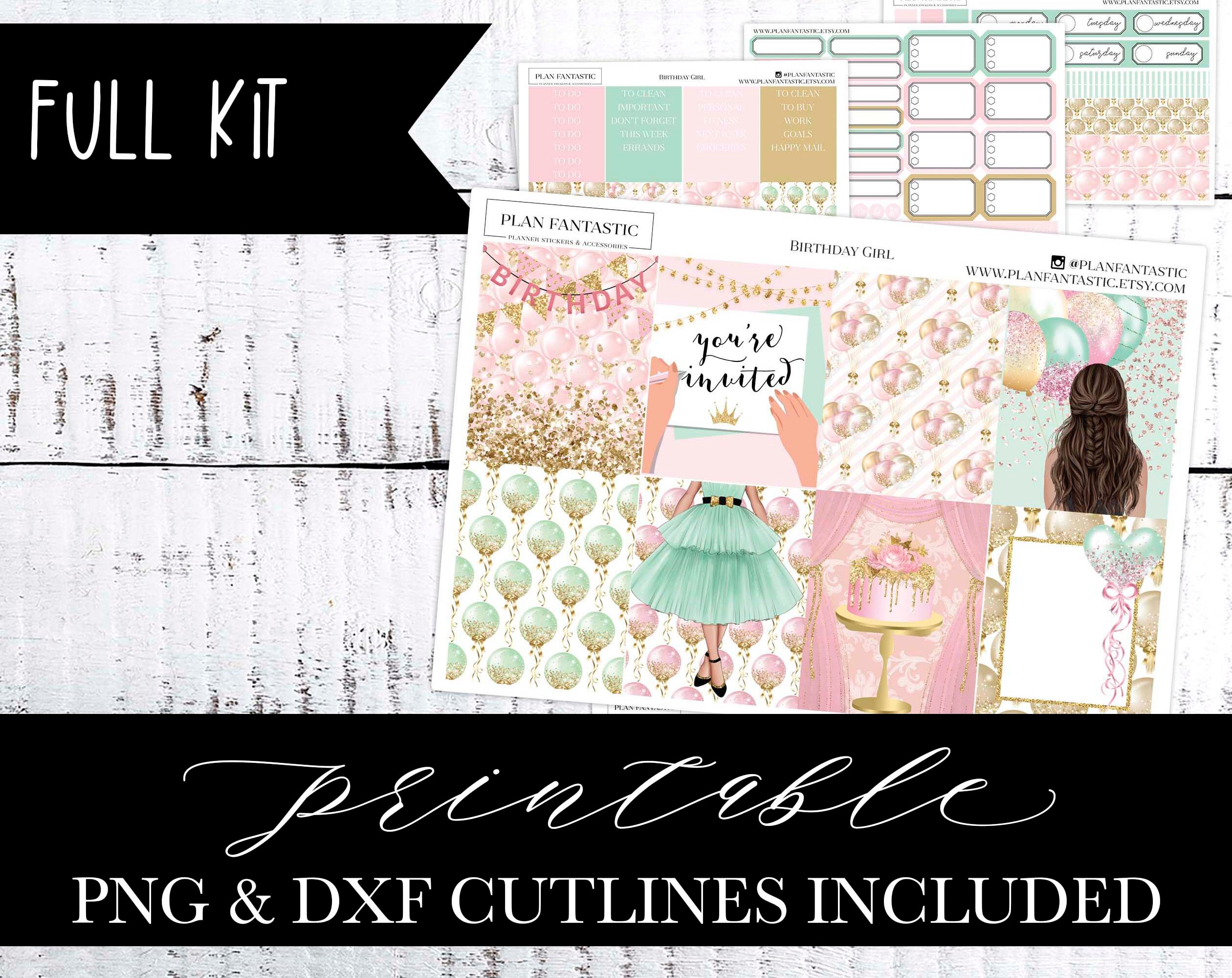 Birthday Printable Planner Sticker Kit Watercolor Bday DIY - Etsy