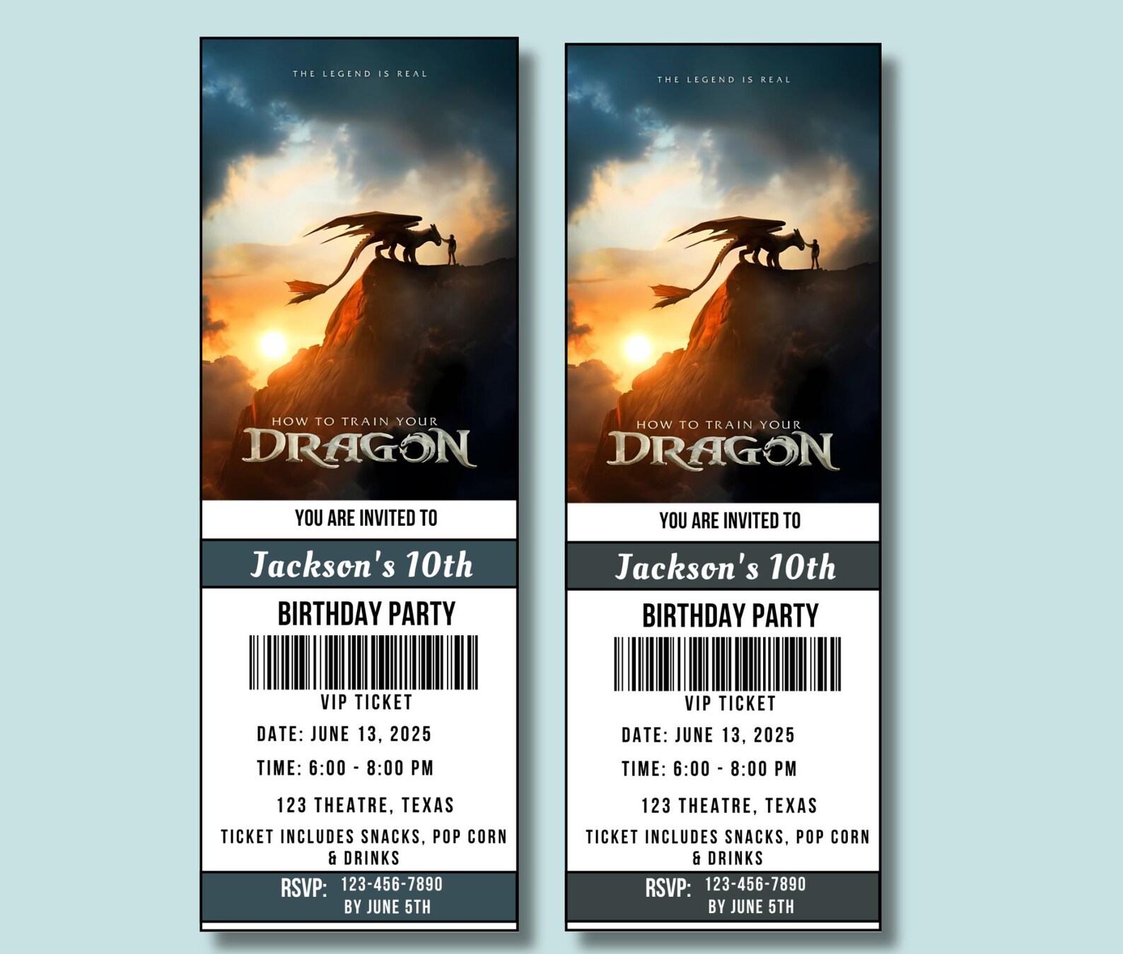 Editable How to Train Your Dragon Movie Ticket Invitation, Dragon ...