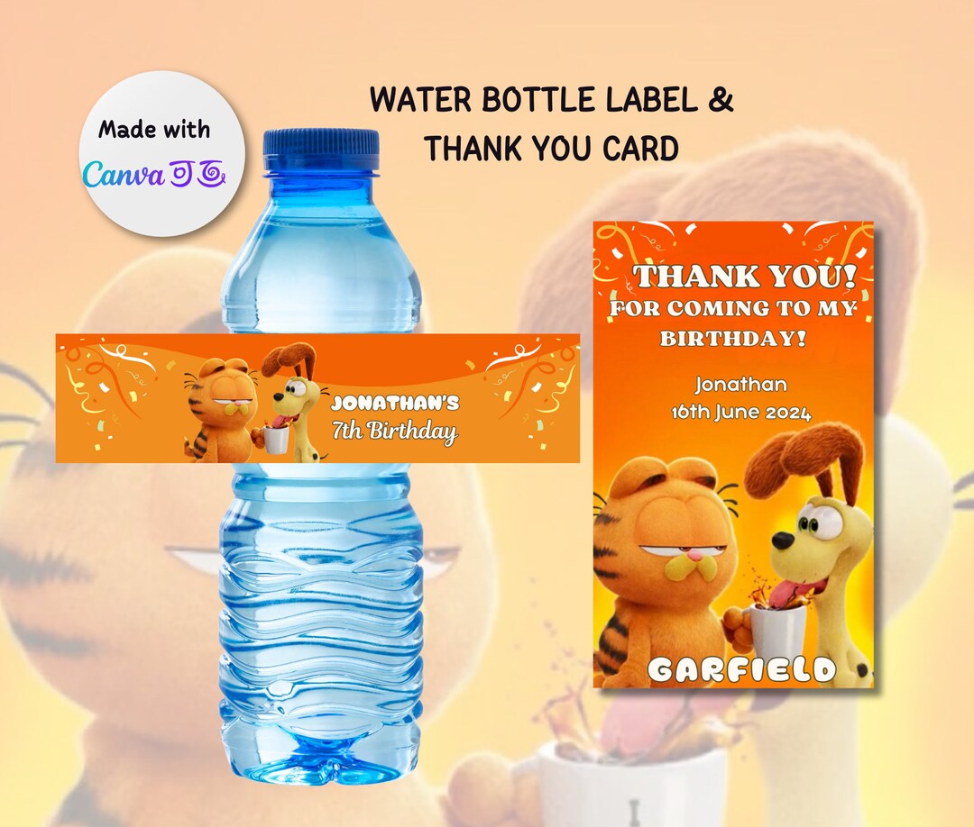 Water Bottle Label, Thank You Card, Birthday Party - Etsy
