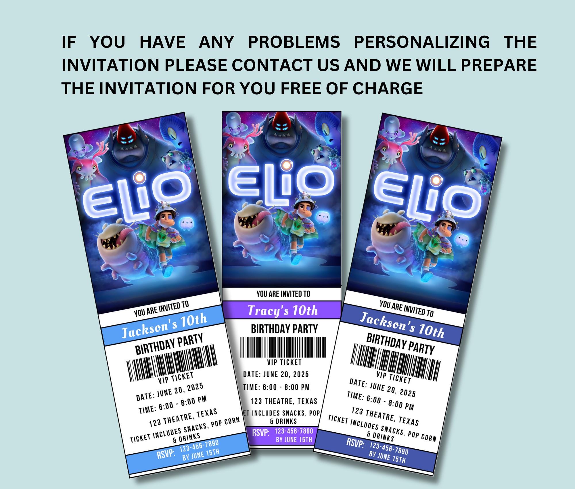 Editable Elio Movie Ticket Invitation, Elio Ticket Invitation, Elio ...