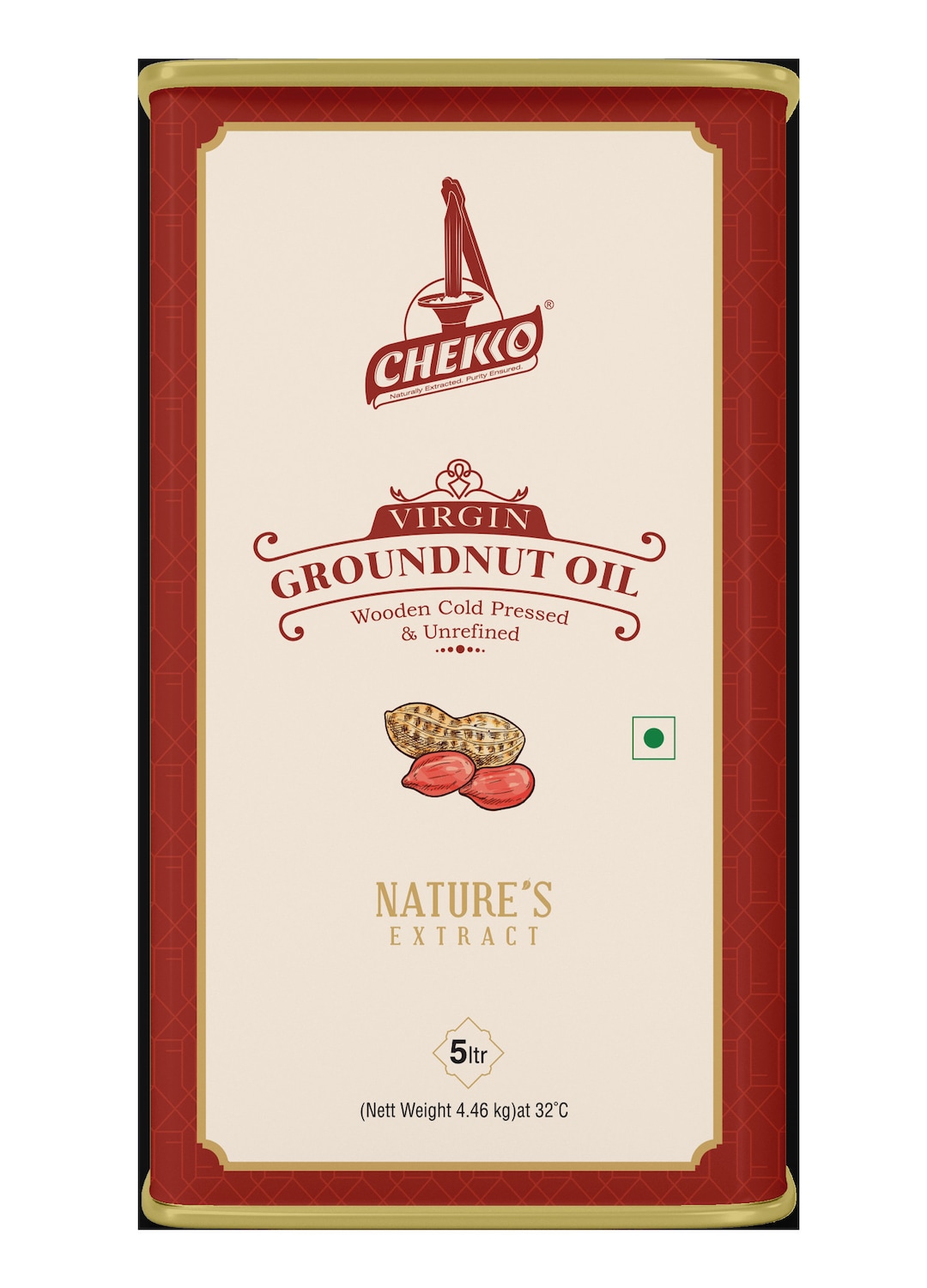 Chekko Cold Pressed Virgin 5L Groundnut / Peanut Oil | 100% Natural ...