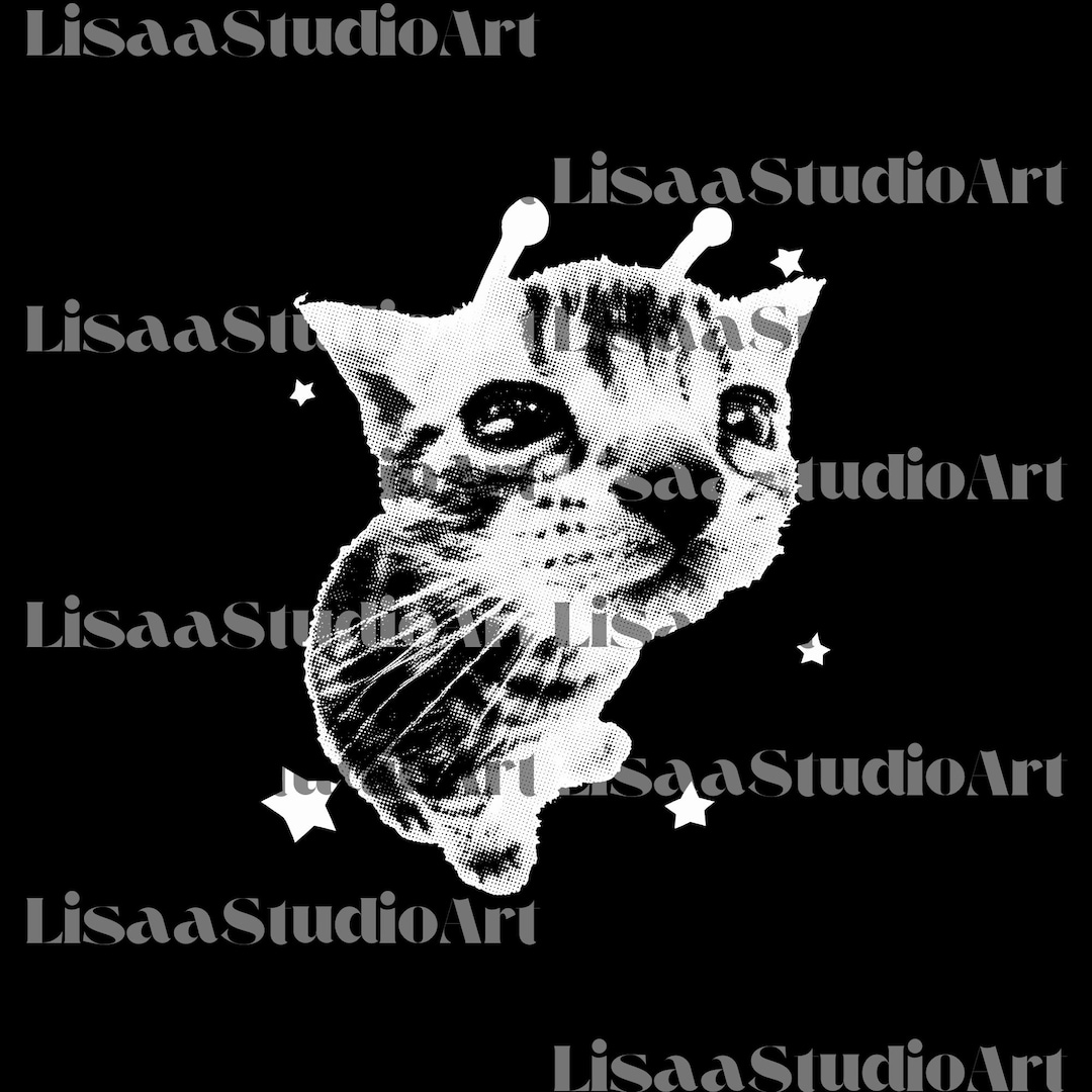 Y2K Alien Cat Meme Sublimation, Retro Silly Cat Digital Download ...