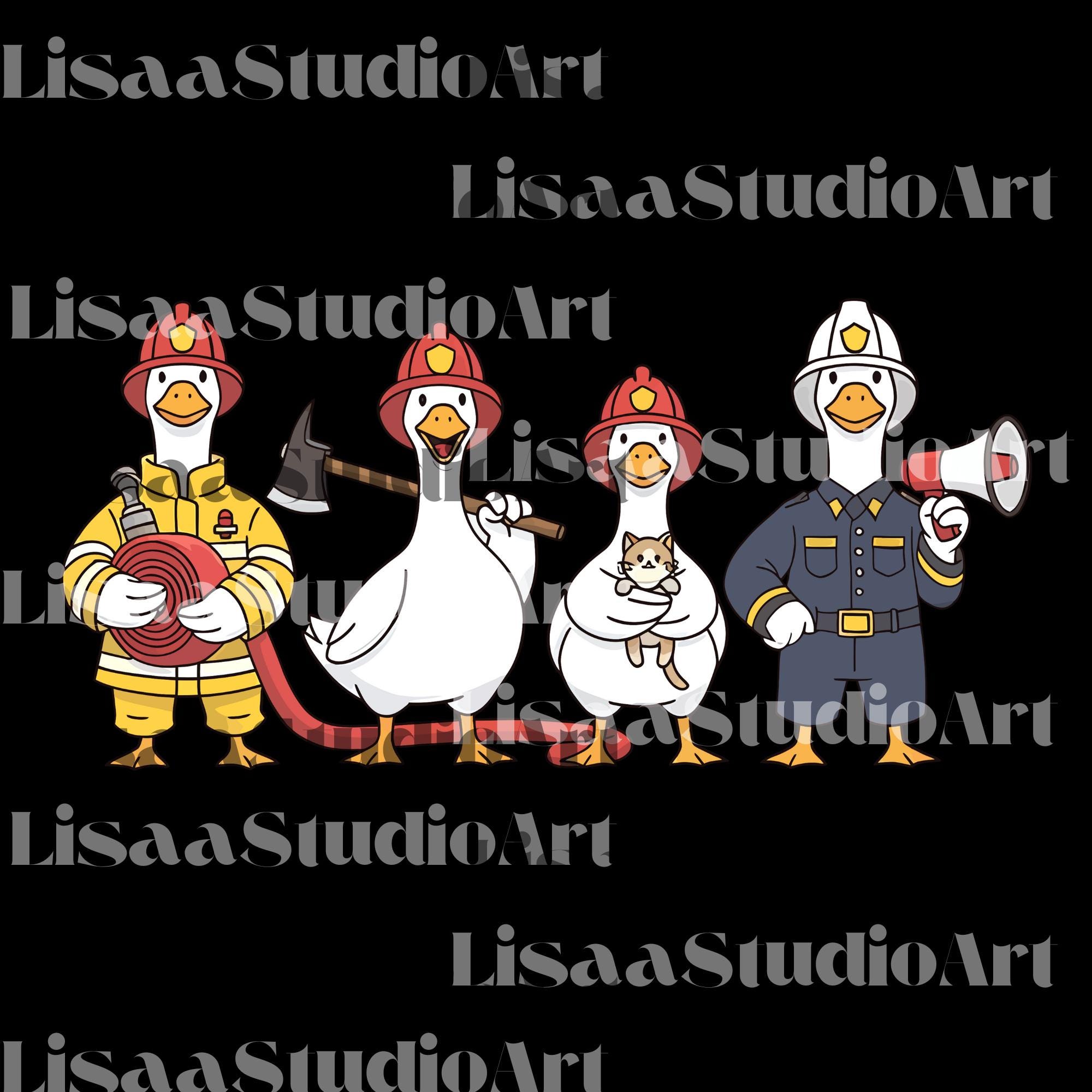 Firefighter Goose PNG, Simple Fireman SVG, Geese Sublimation, Firemen ...