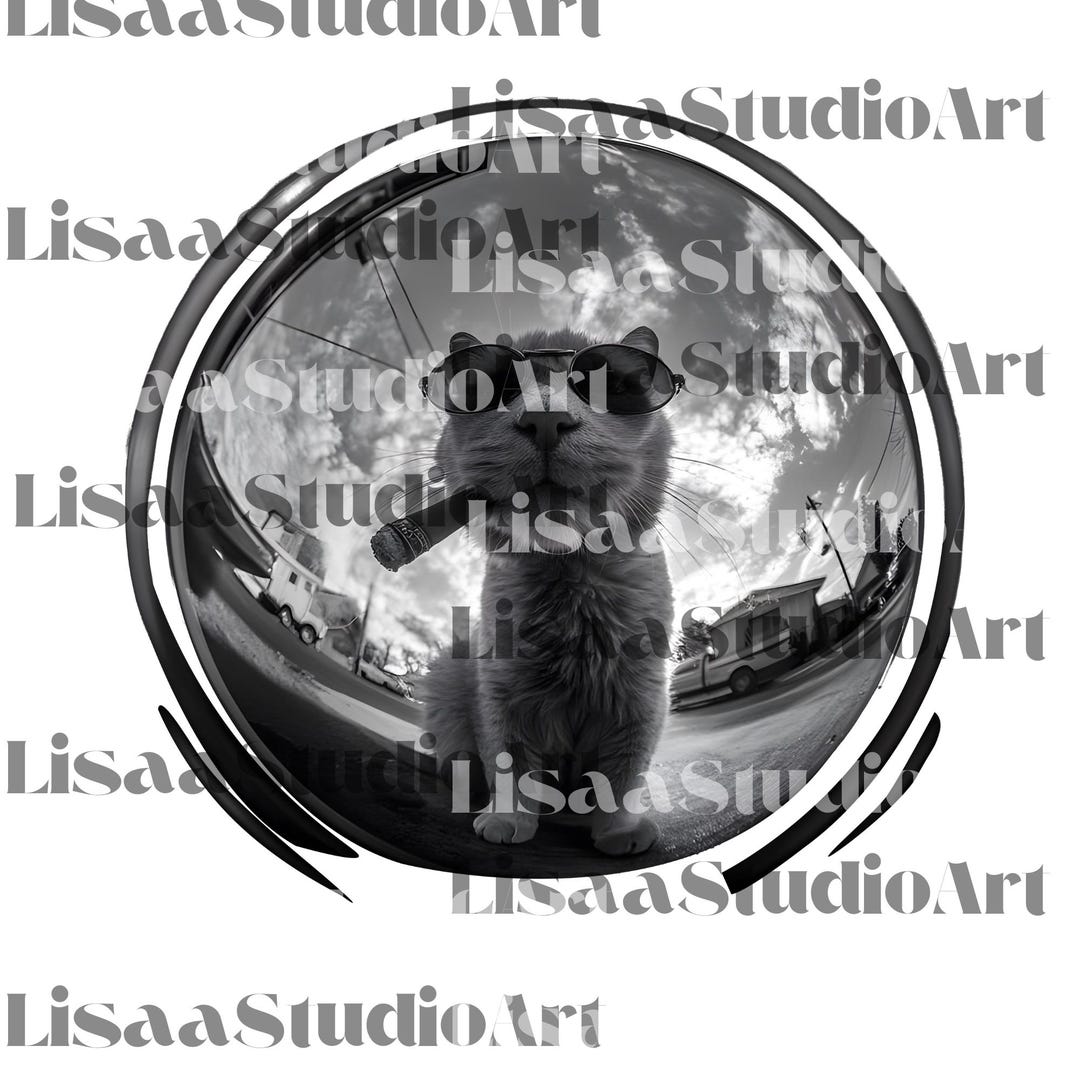 Funny Cigar Cat Fisheye PNG, Funny Cat Gang File, Funny Sublimation ...