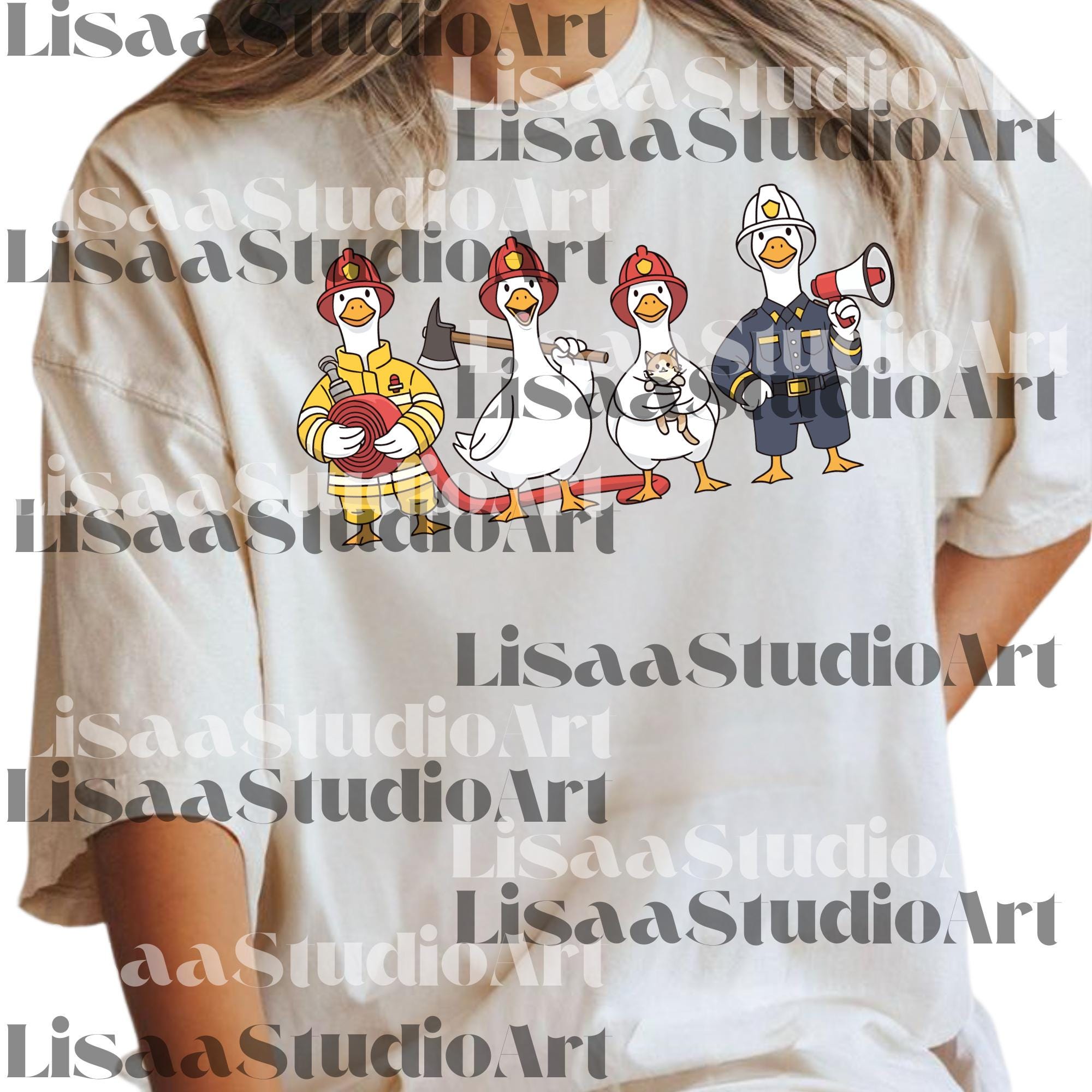 Firefighter Goose PNG, Simple Fireman SVG, Geese Sublimation, Firemen ...