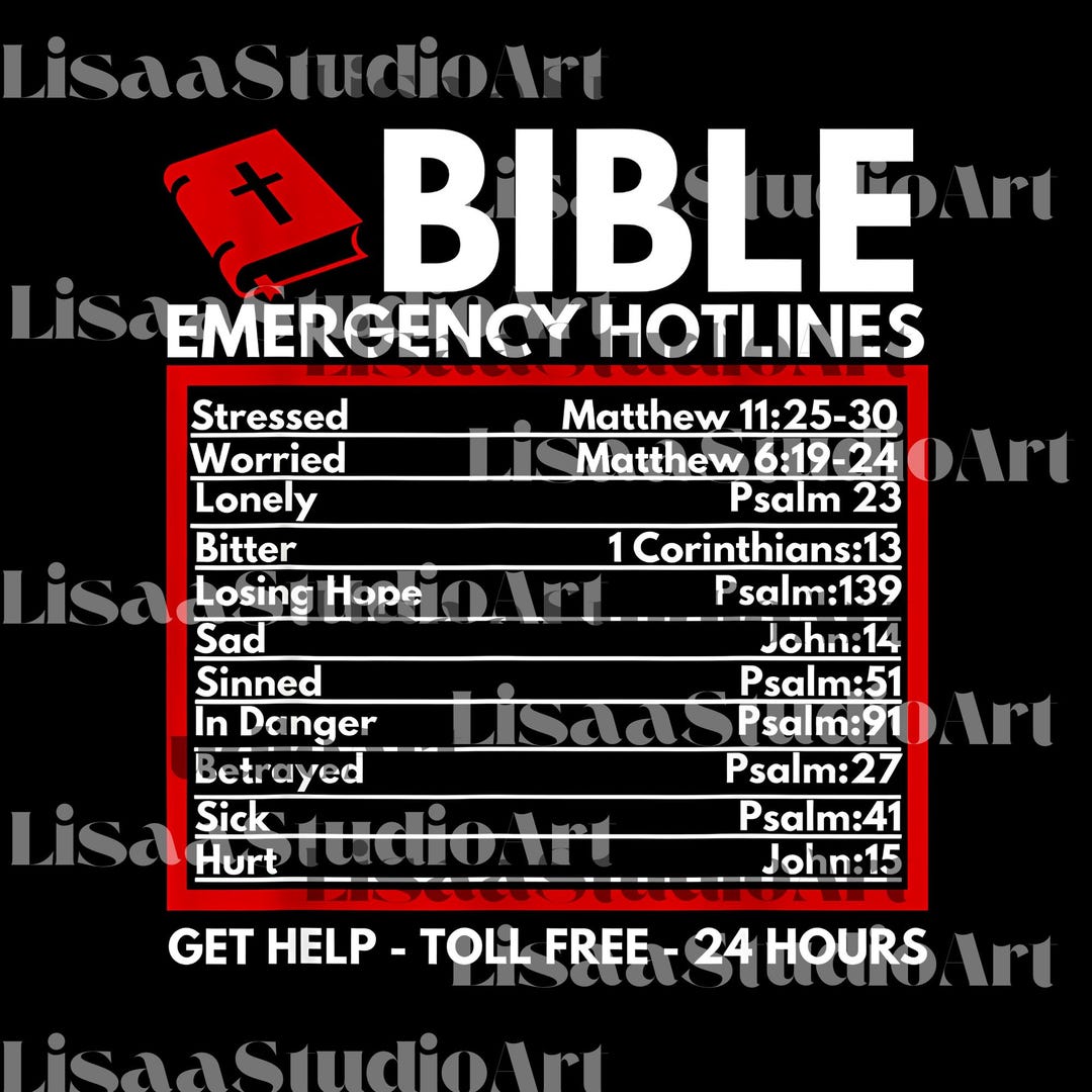 Bible Emergency Hotlines PNG, Jesus Numbers File SVG, Christian Prayer ...