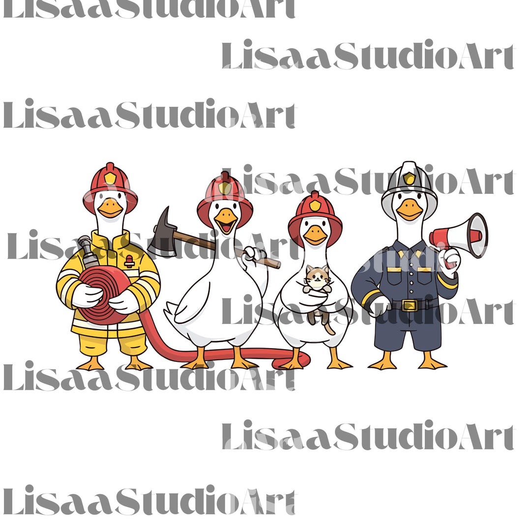 Firefighter Goose PNG, Simple Fireman SVG, Geese Sublimation, Firemen ...