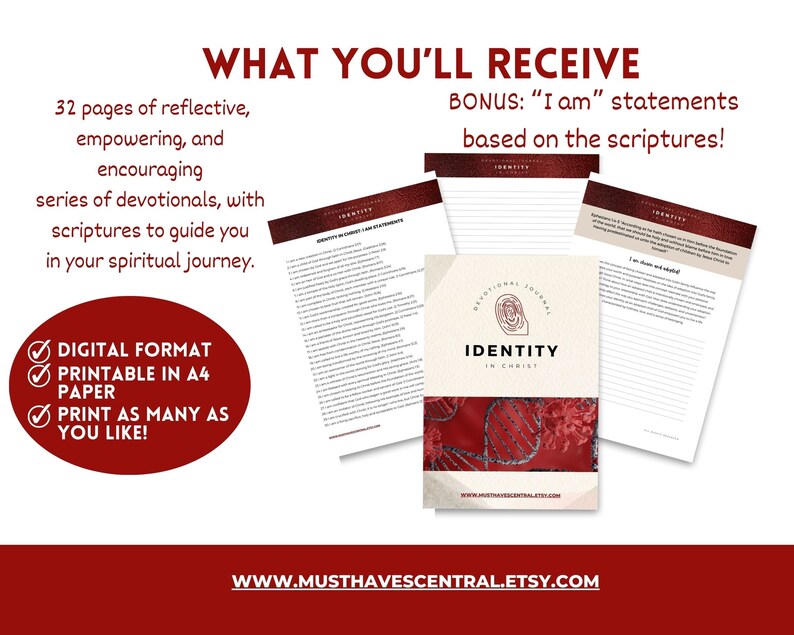 Devotional Identity Journal Printable Bible Reflection Digital Bible ...