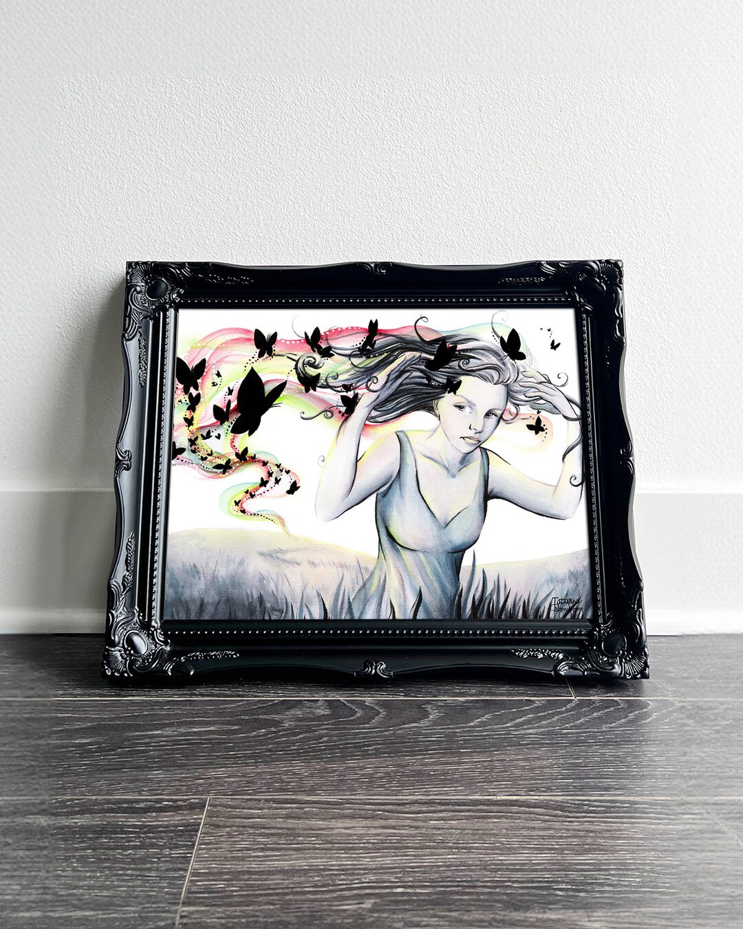 Panic-attacked by Tatyana Watercolor & Ink Painting Girl Running in ...